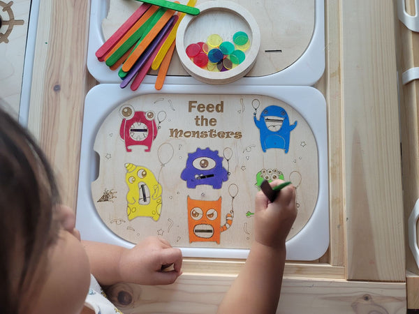 Feed the Party Monsters Color Sorting Lid with Colored Chips ...